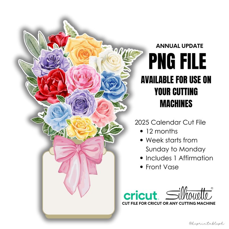 2025 Watercolor Rose Desk Calendar Template | Editable Canva Option ...