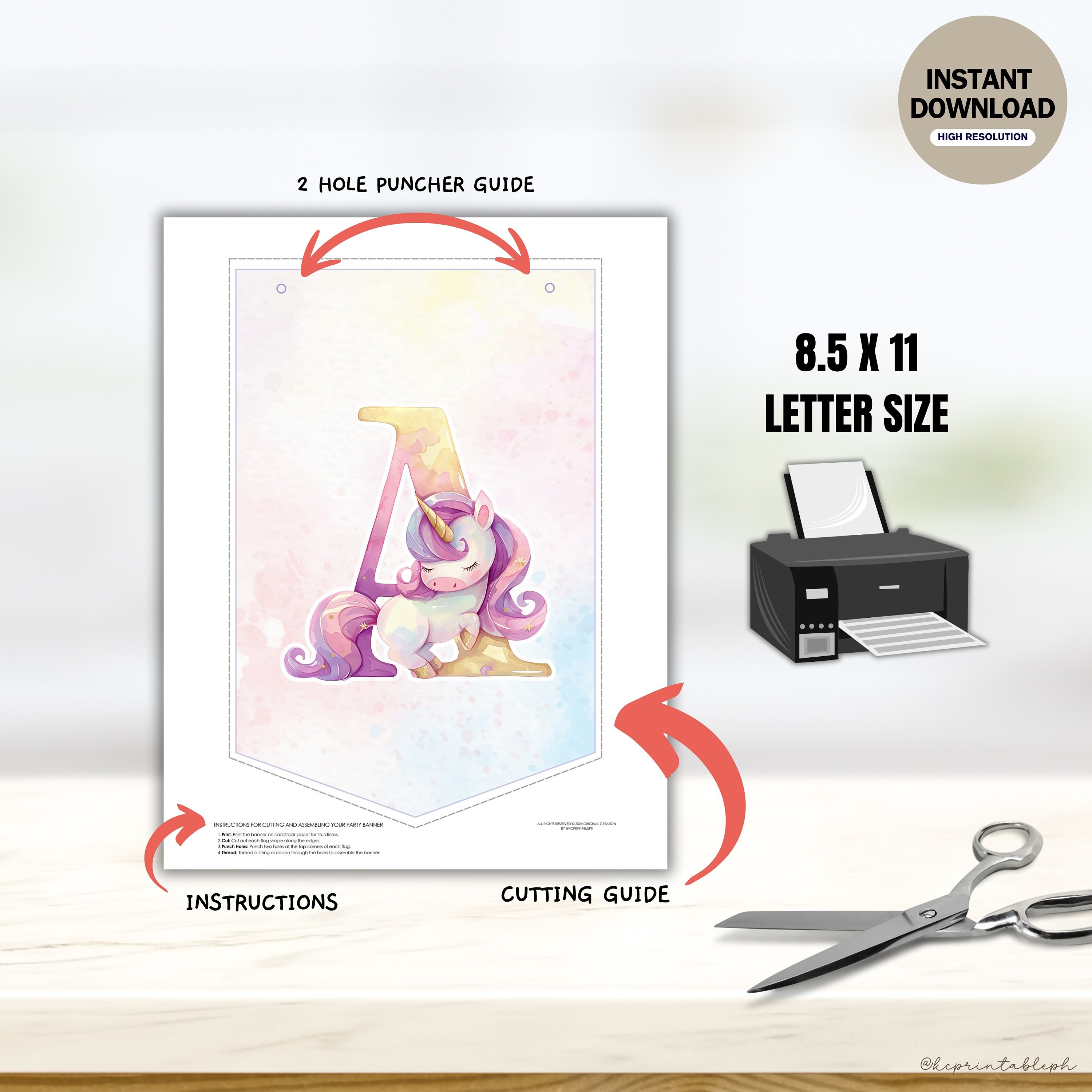 Unicorn Theme Printable Banner, Birthday Party Banner , Baby Shower ...