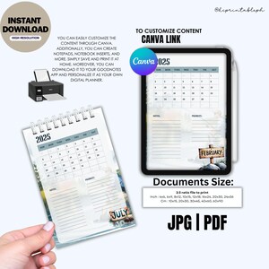 2025 Watercolor Fishing Desk Calendar Template | Custom Editable Canva ...