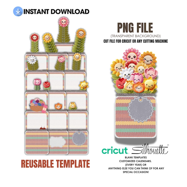 2026 Crochet Flower Bouquet Calendar: Cricut & Canva Template (digital ...