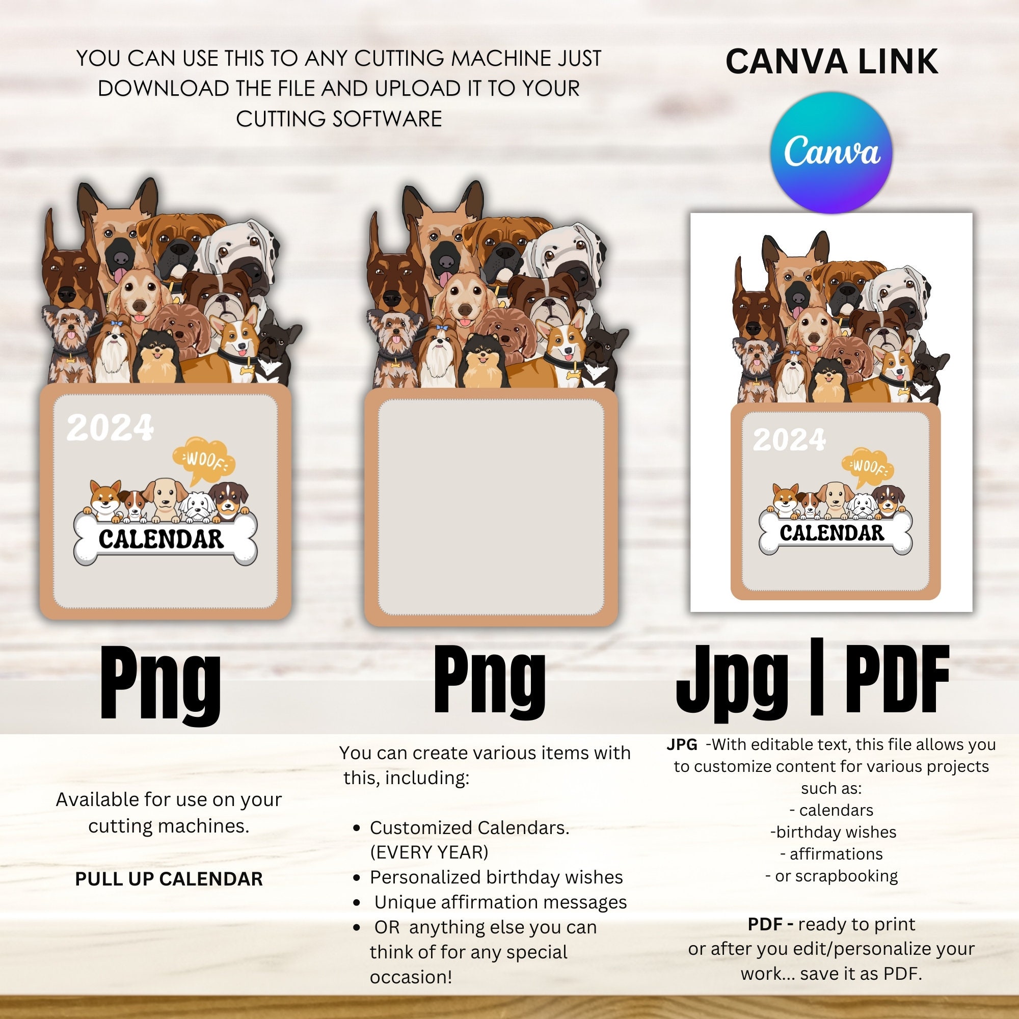2024-2025 Dog Calendar Template Reusable Template All Year Dog Lover ...