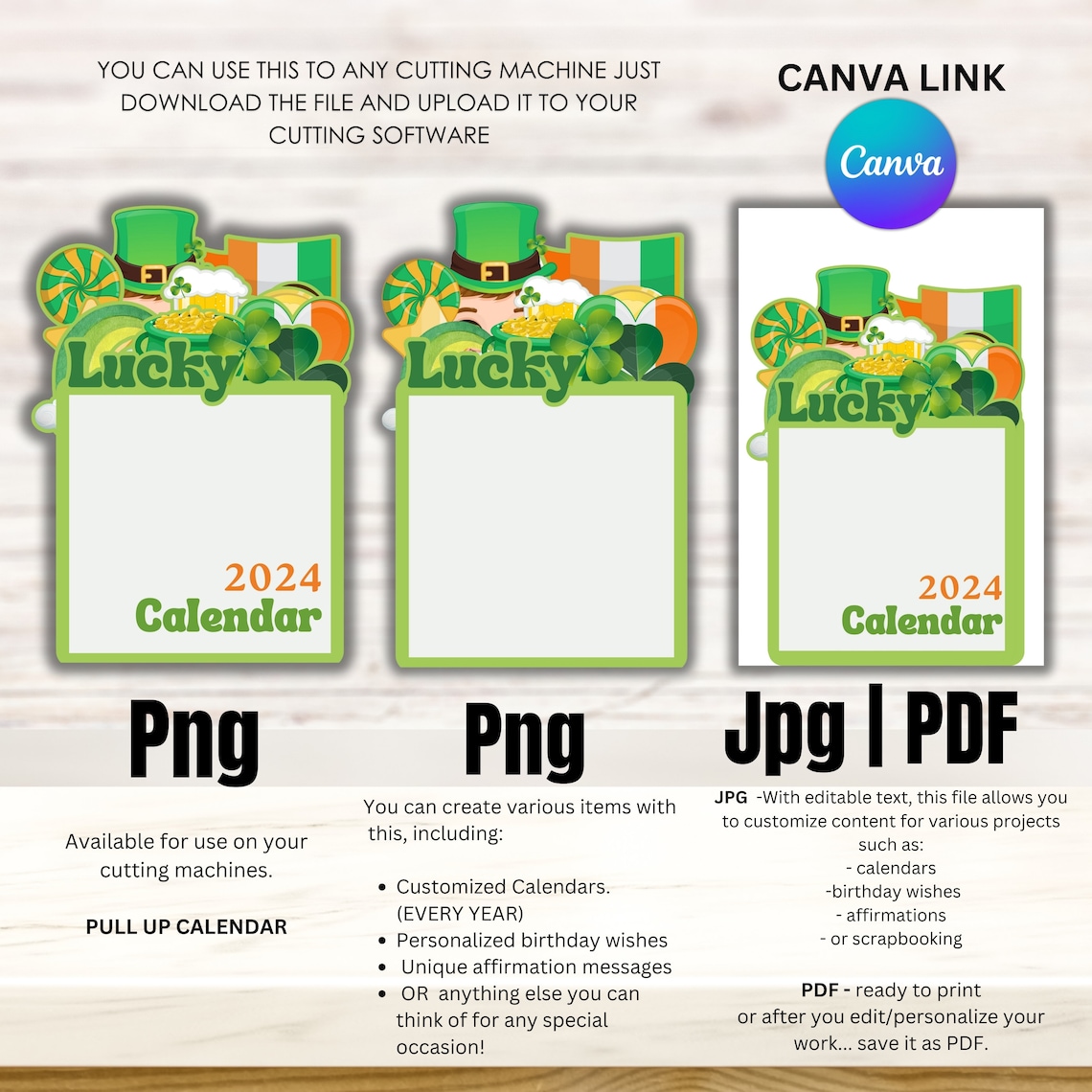 St Patrick Day Template, St Patrick Calendar Template, Jpg and Pdf ...