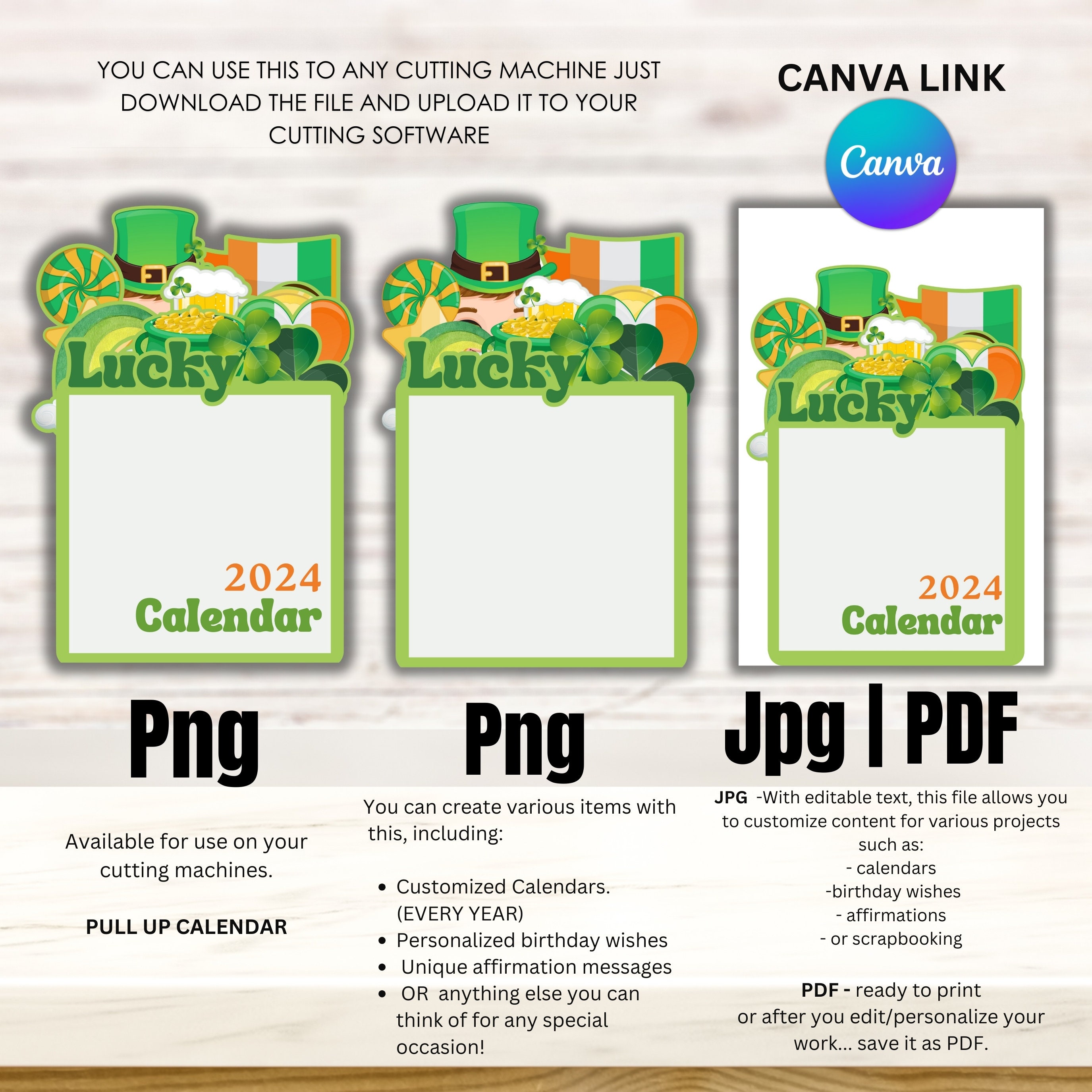 St Patrick Day Template, St Patrick Calendar Template, Jpg and Pdf ...