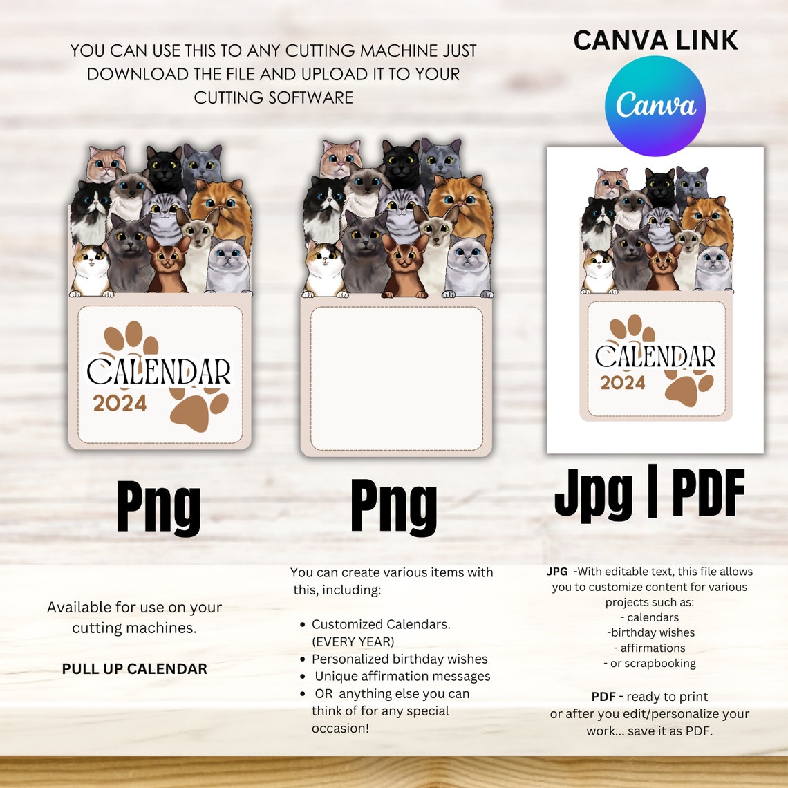 2024-2025 Cute Cat Mini Desk Calendar Reusable All Year Cat Lovers ...