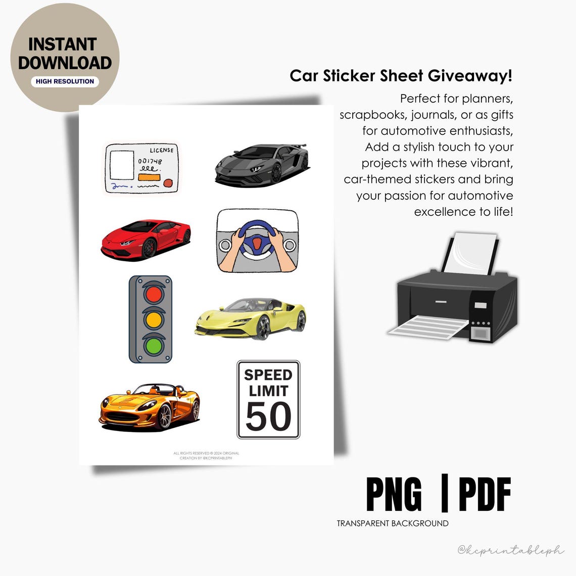 2026 Car Stackable Desk Calendar Template: Editable Canva, Cricut PNG ...