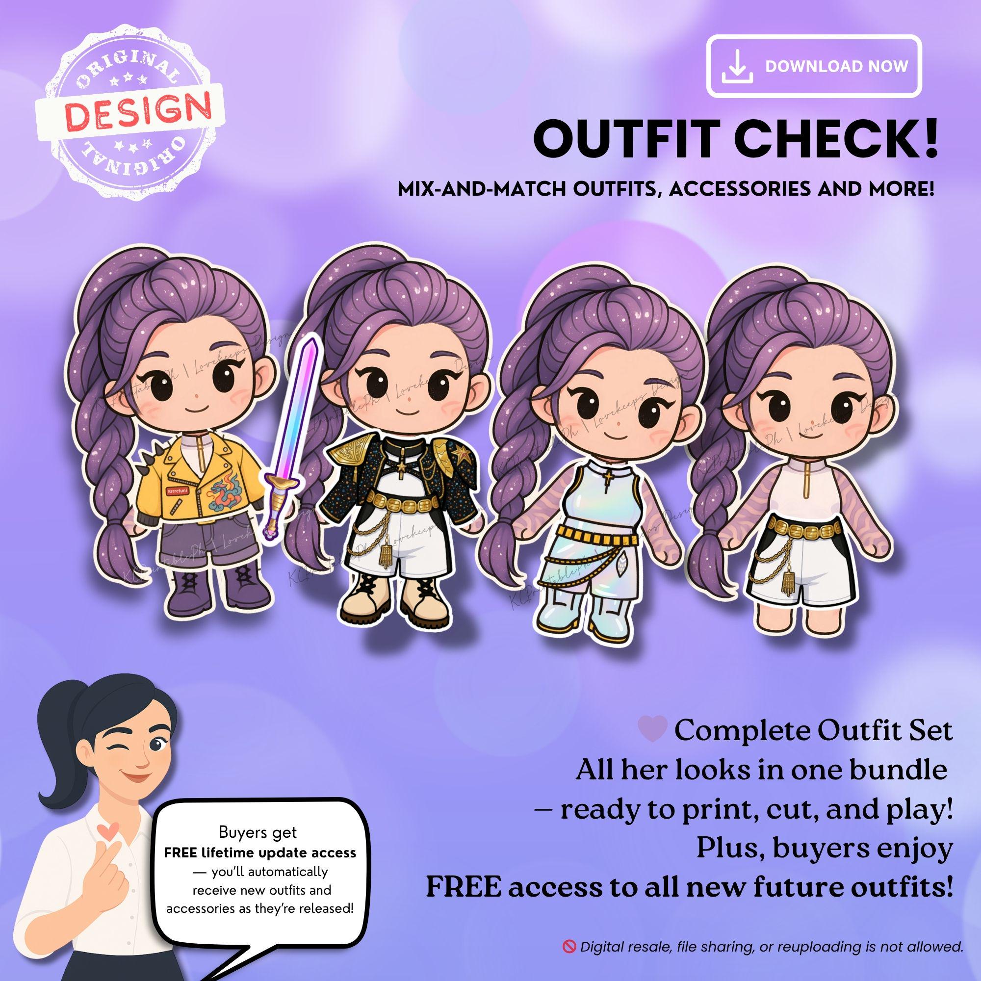 Chibi Paperdoll Printable – Kawaii Dress up Rumi Doll PDF, Mix & Match ...