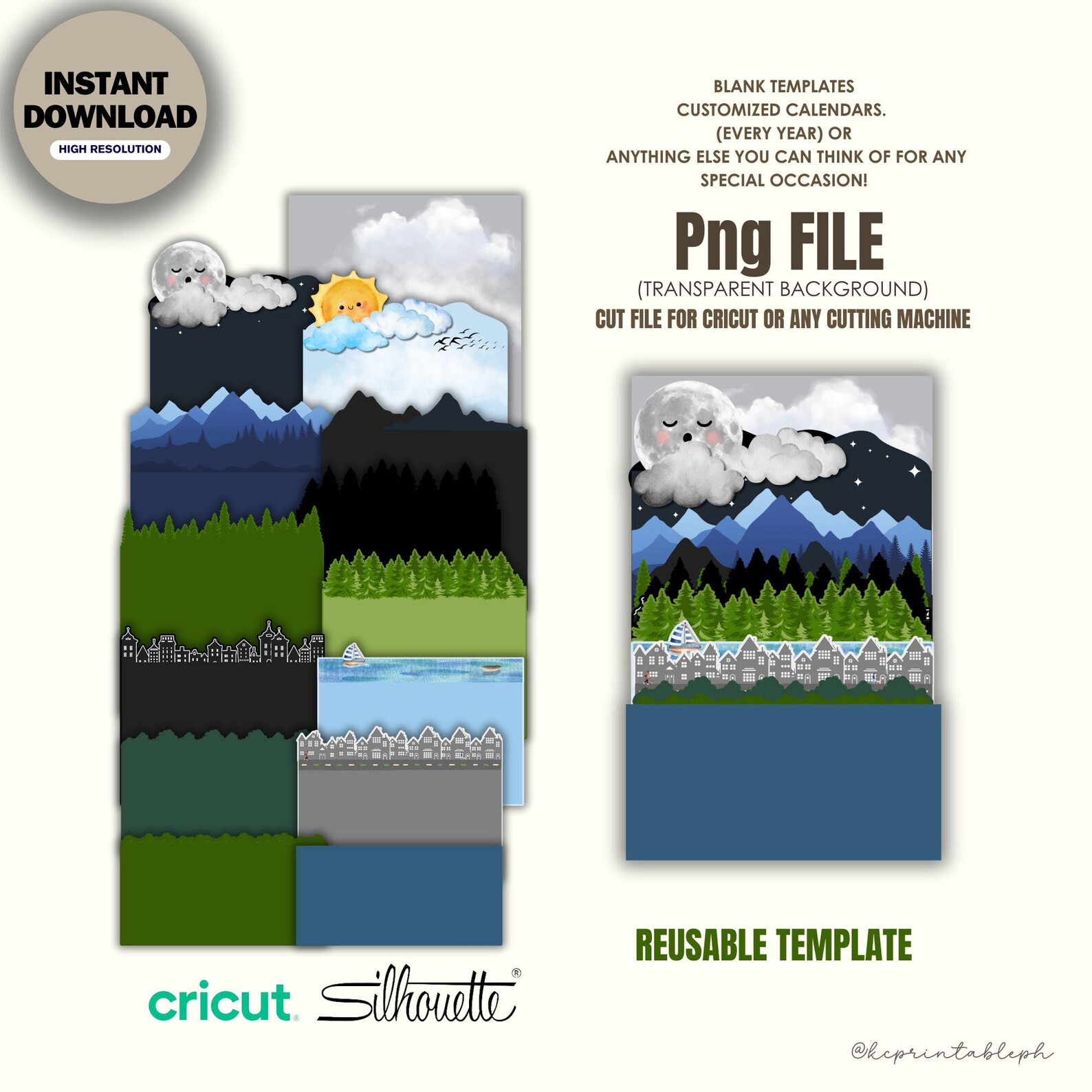 2025 Serene Desk Calendar Printable Template | Reusable All Year ...