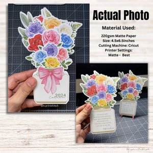 2025 Watercolor Rose Desk Calendar Template | Editable Canva Option ...