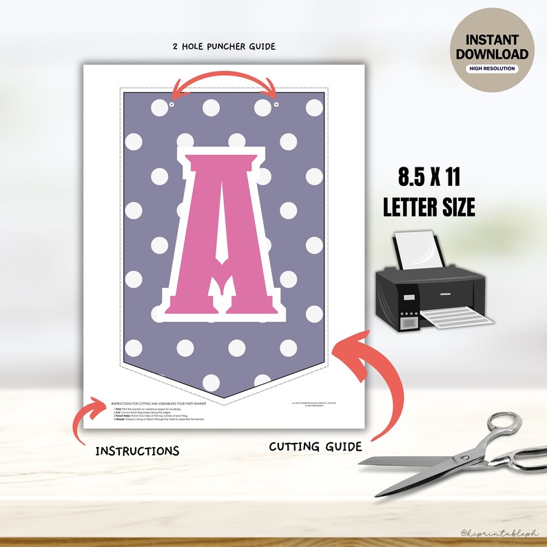 Pink Purple Cute Pastel Printable Banner, Birthday Party Banner , Baby ...