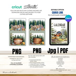 2025 Watercolor Camping Stackable Calendar Template | Custom Editable ...
