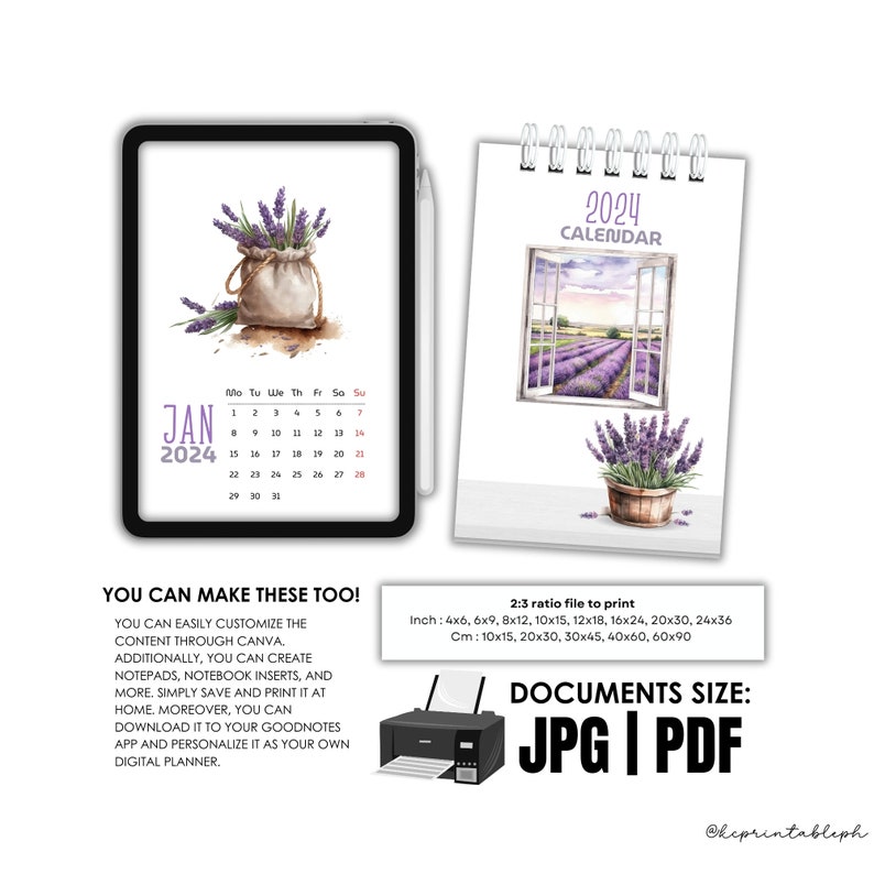Lavender Bucket Stackable Calendar Kit: Reusable Templates for Cutting ...