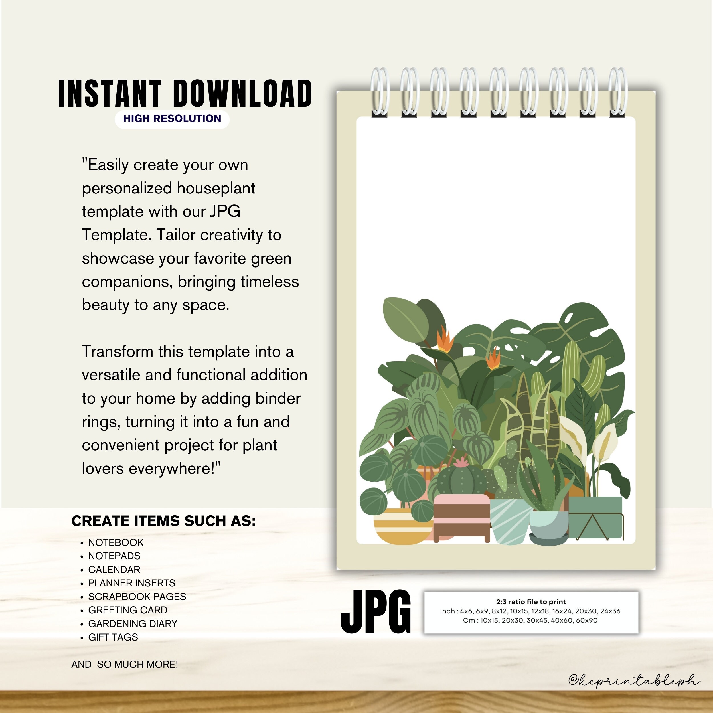 2024-2025 Houseplant Botanical Desk Calendar Template Reusable All Year ...