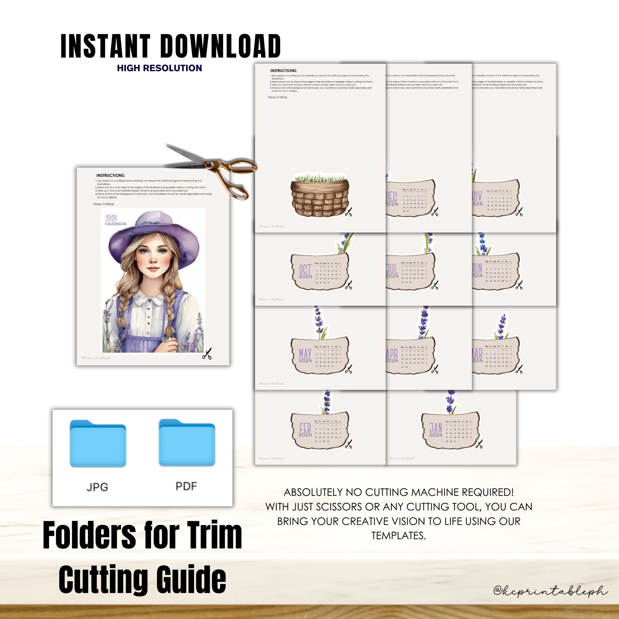 Lavender Bucket Stackable Calendar Kit: Reusable Templates for Cutting ...