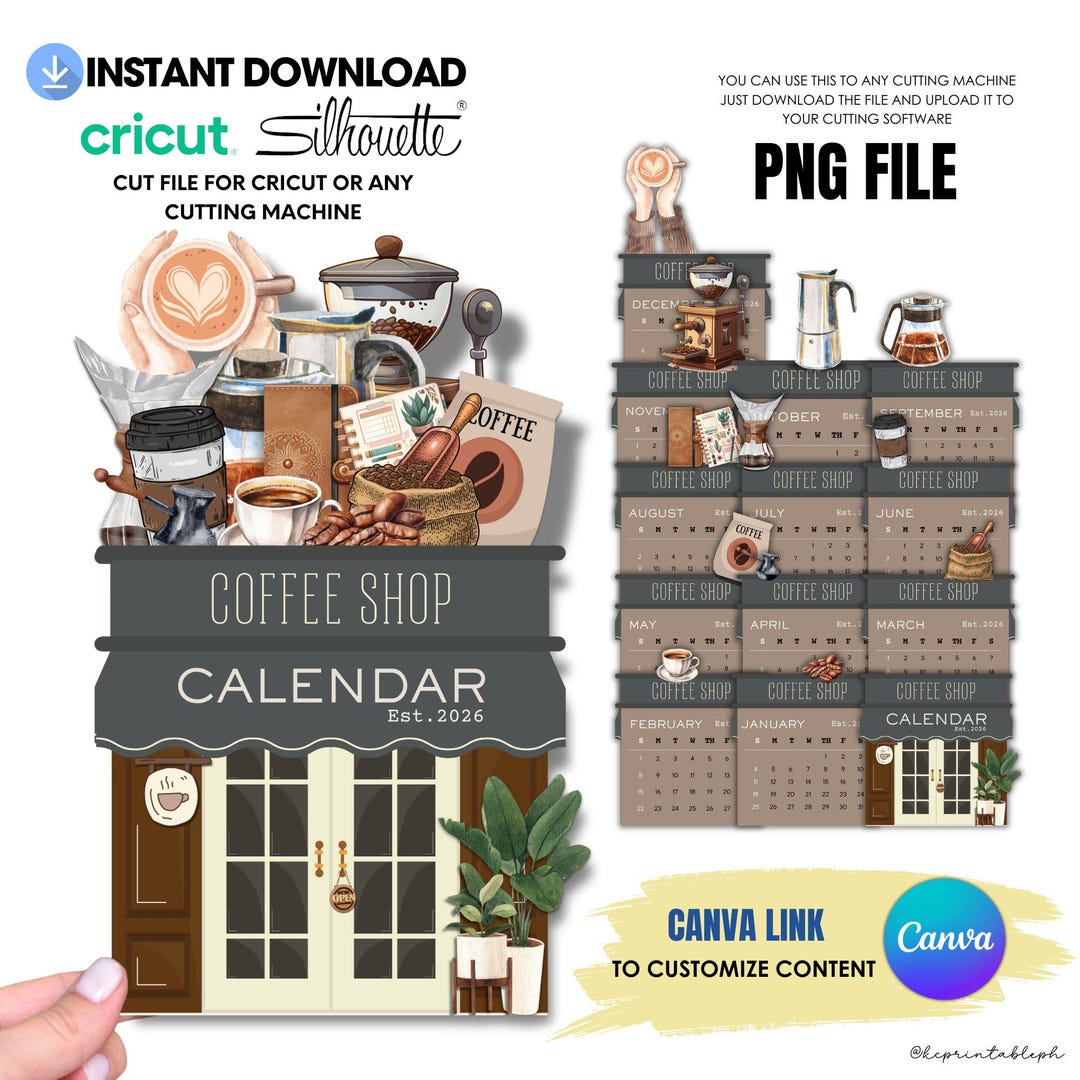 2026 Coffee Shop Desk Calendar: Barista Printable (canva Editable, PDF ...