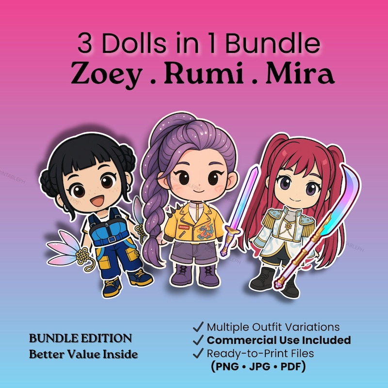 Chibi Printable Paper Dolls - Etsy