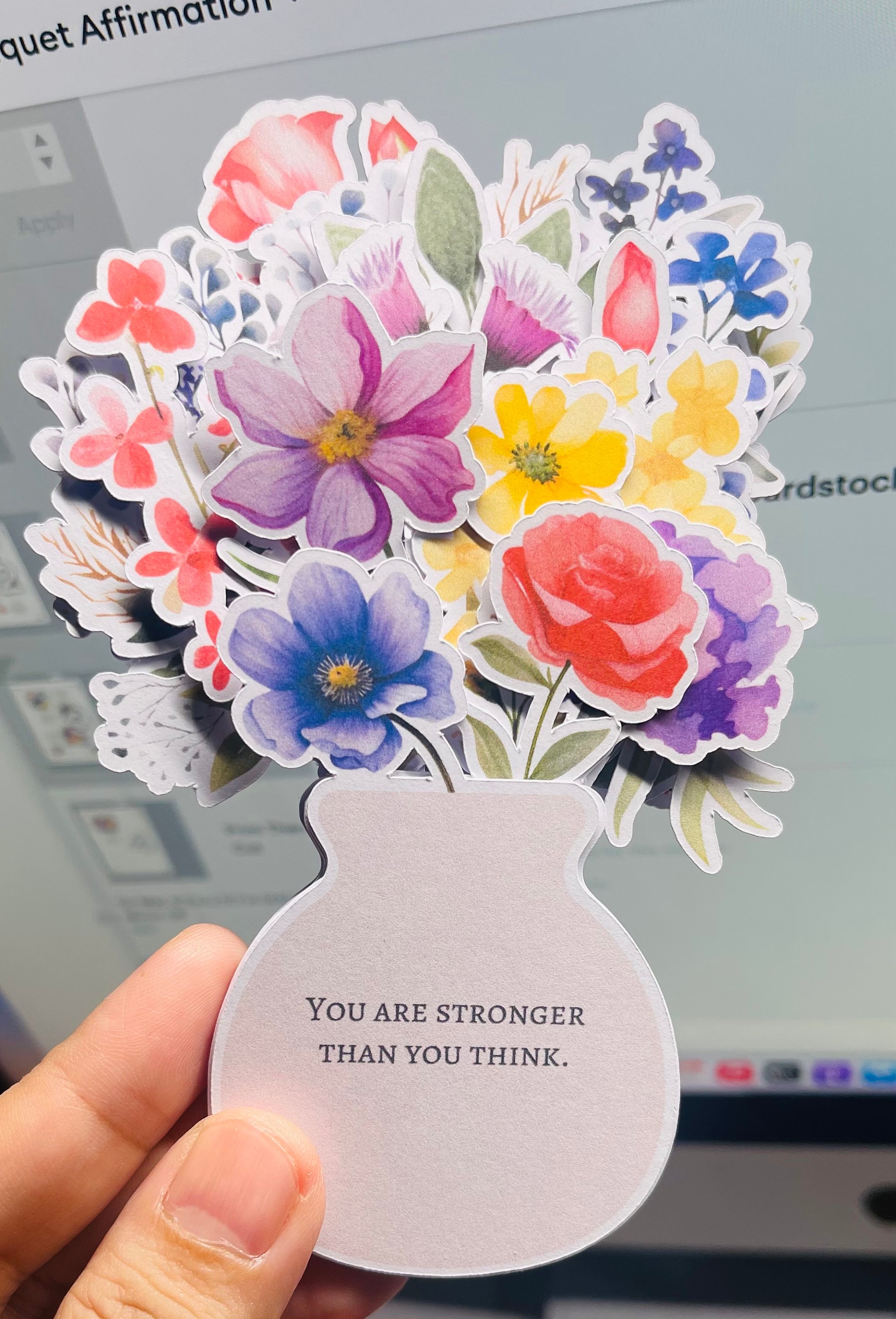 Positivity Posies Bouquet: Affirmation Flower Vase (PNG JPG PDF) - Etsy