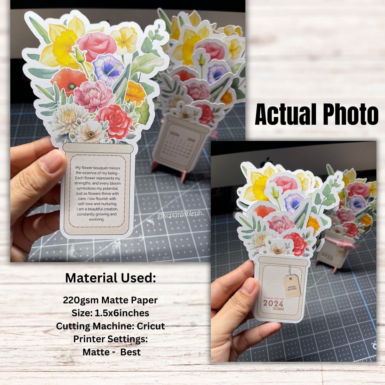 2026 Flower Bouquet Stakable Desk Calendar Print & Cut File (digital ...
