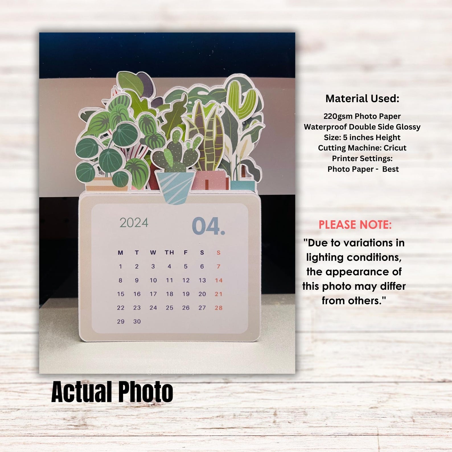 2026 Houseplant Botanical Desk Calendar: Editable Canva Template (PNG ...