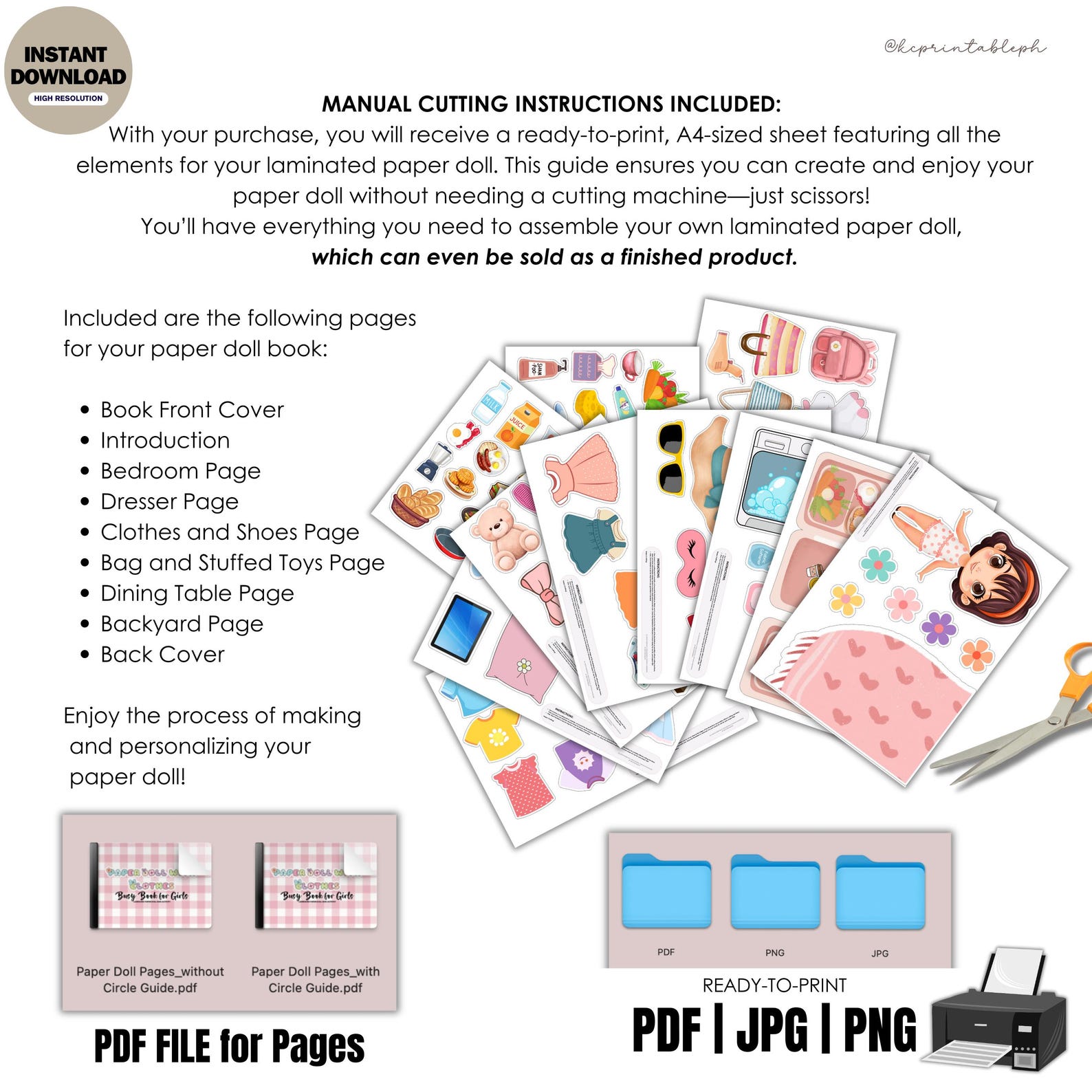 Laminated Paper Doll Busy Book Cut Files | PNG for Cutting Machines ...