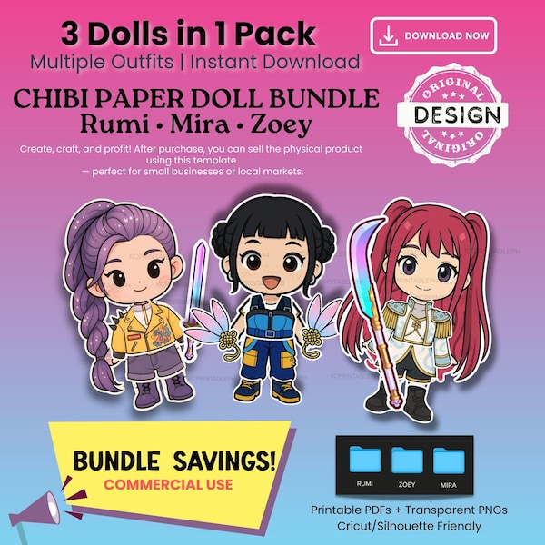 Kpop Demon Hunters Paper Dolls - Etsy