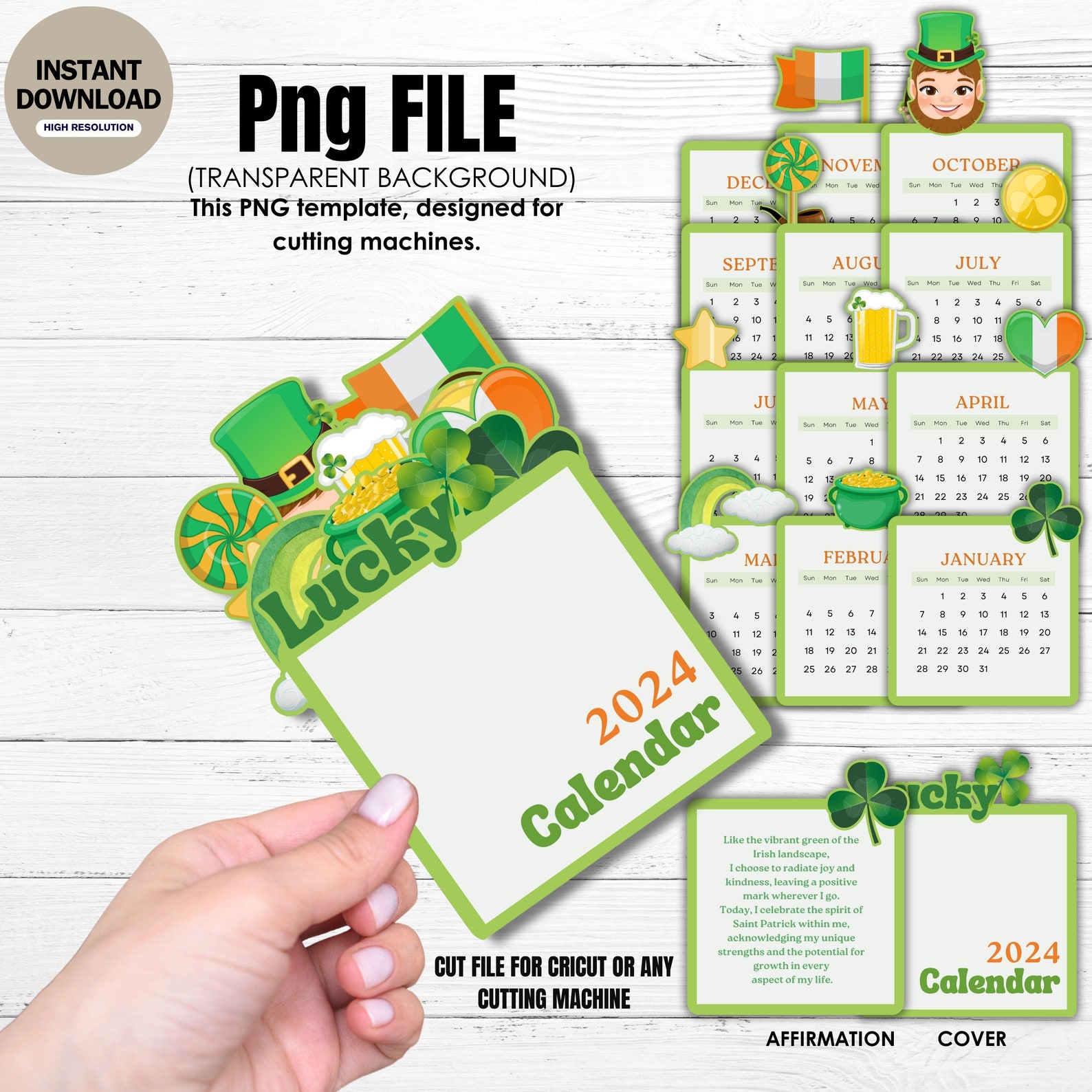 St Patrick Day Template, St Patrick Calendar Template, Jpg and Pdf ...