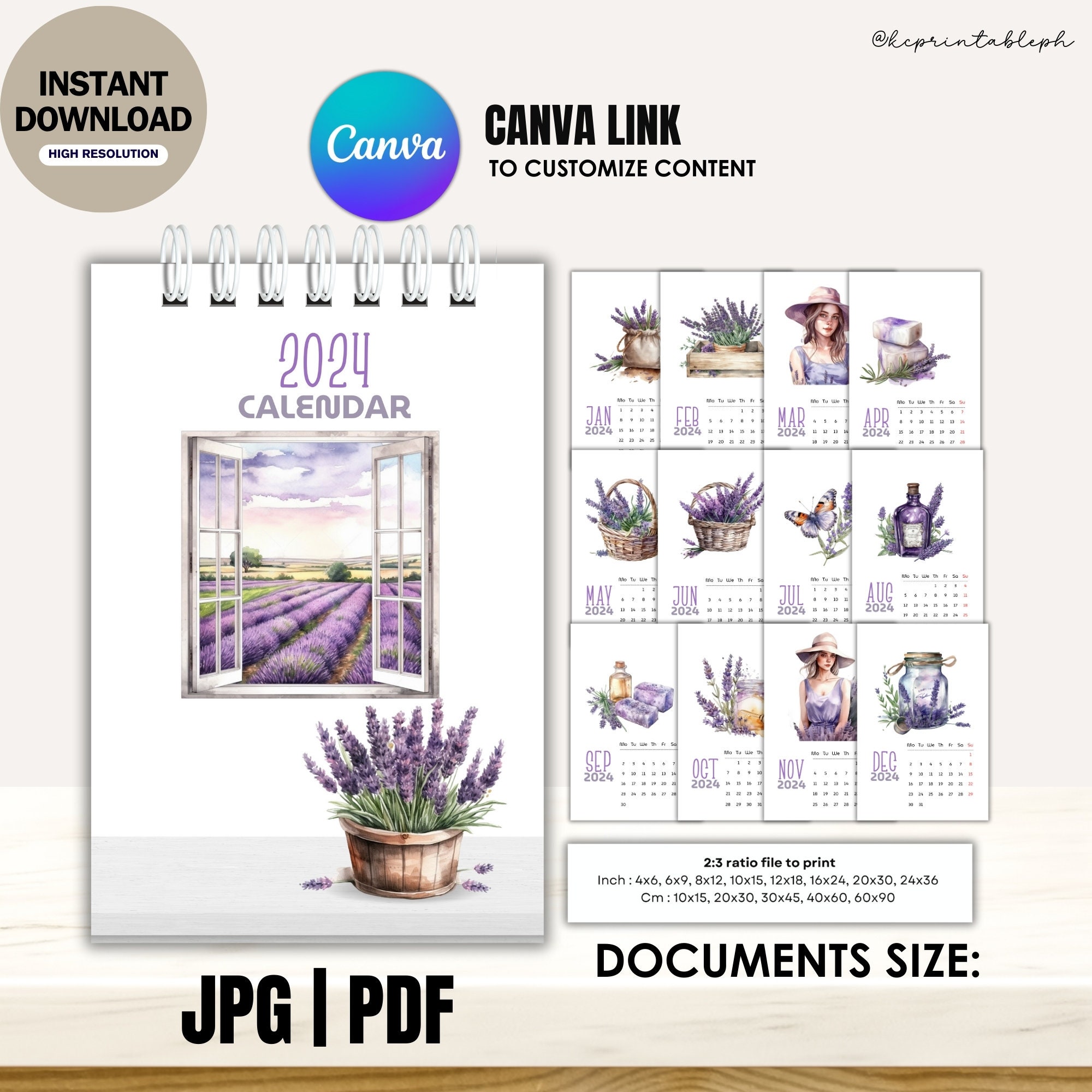 Lavender Bucket Stackable Calendar Kit: Reusable Templates for Cutting ...