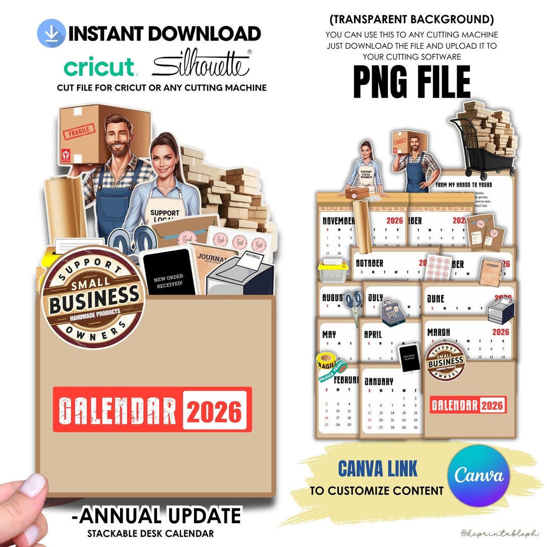 Local Business Owner Stackable Desk Calendar | Digital Download | PDF ...