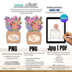 2025 Bright Doodle Floral Desk Calendar | PDF JPG for Printing, PNG for ...