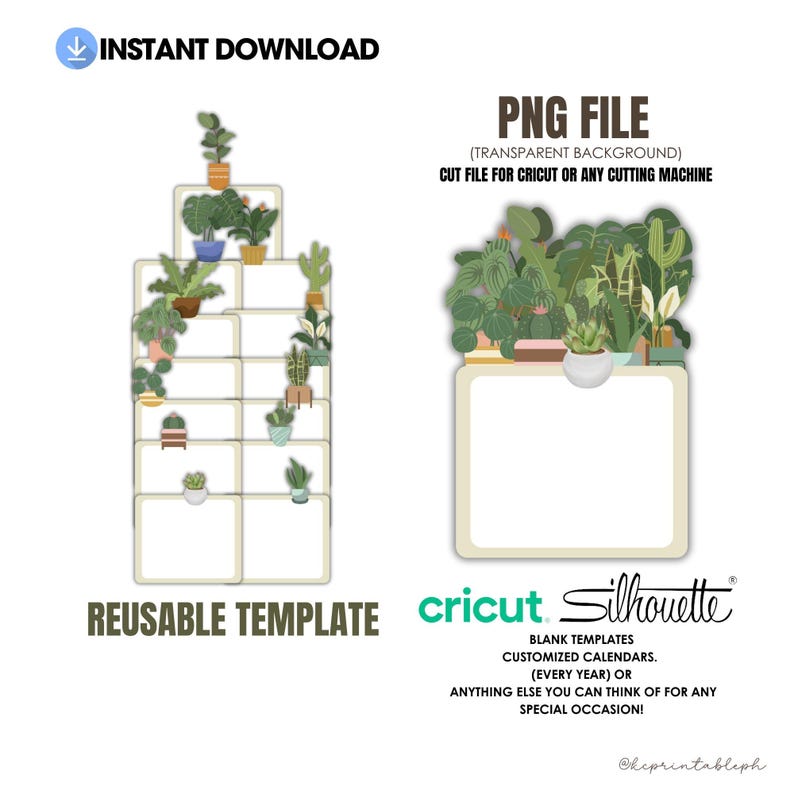2026 Houseplant Botanical Desk Calendar: Editable Canva Template (PNG ...