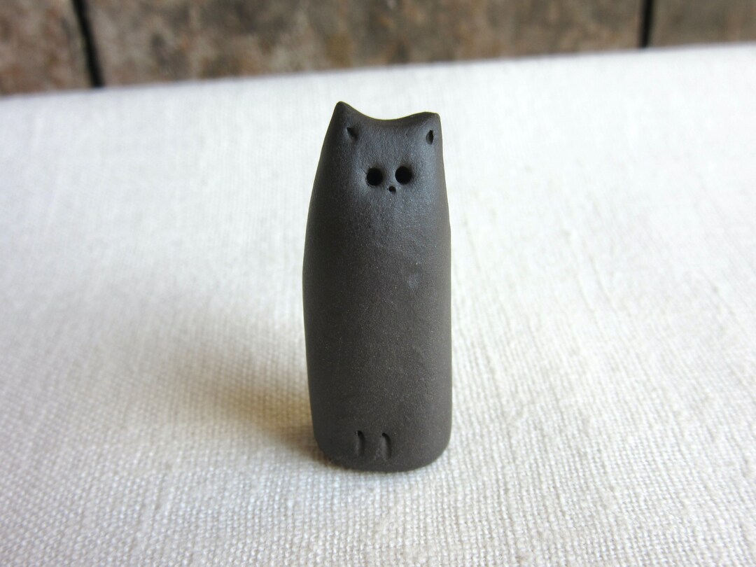 Cinder. Miniature Ceramic Black Cat. Tiny Black Cat Figurine, Miniature ...