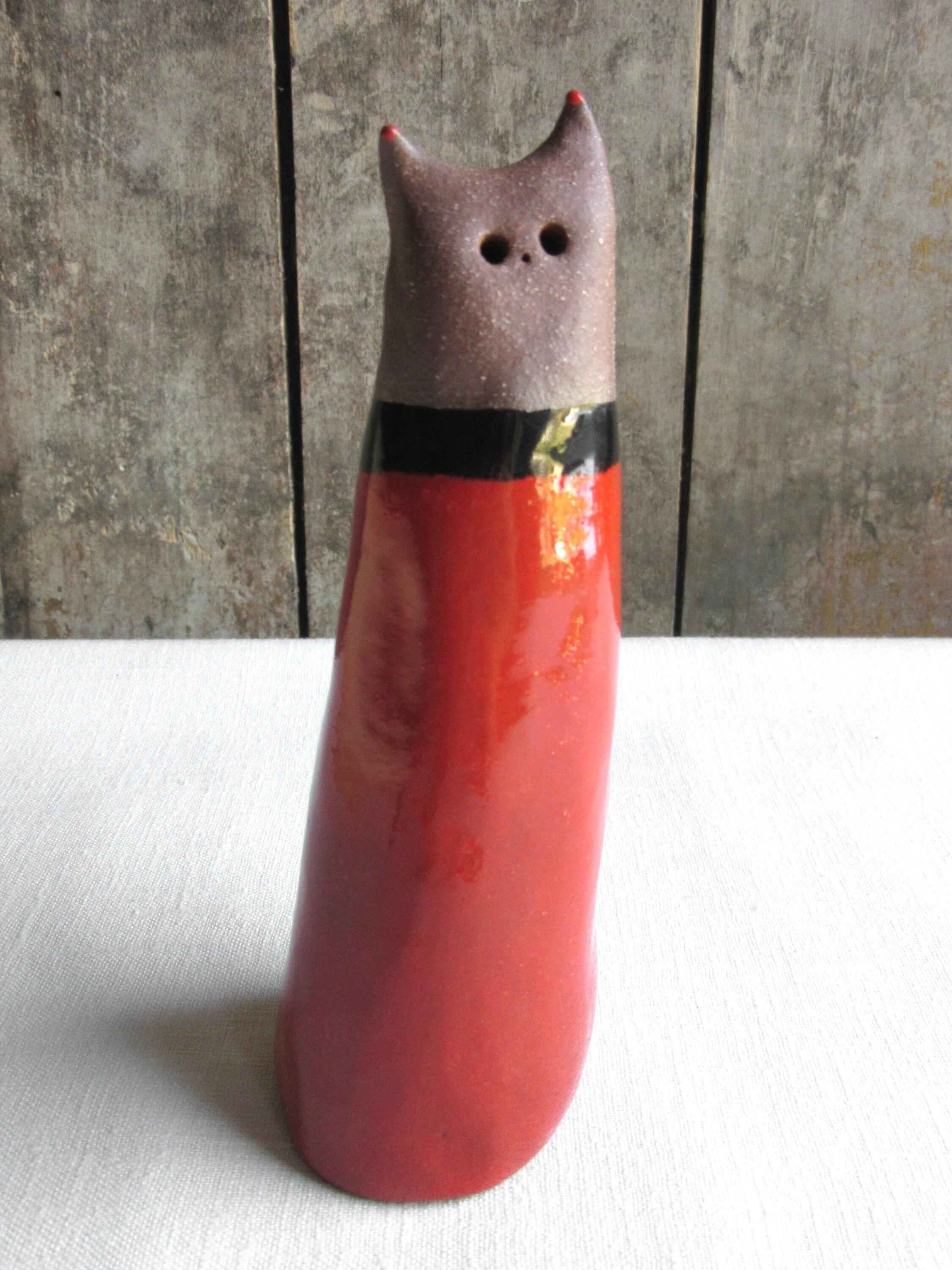 Tobasco. Handmade 5-1/2 Ceramic Cat Figurine, Ceramic Pottery Cat ...