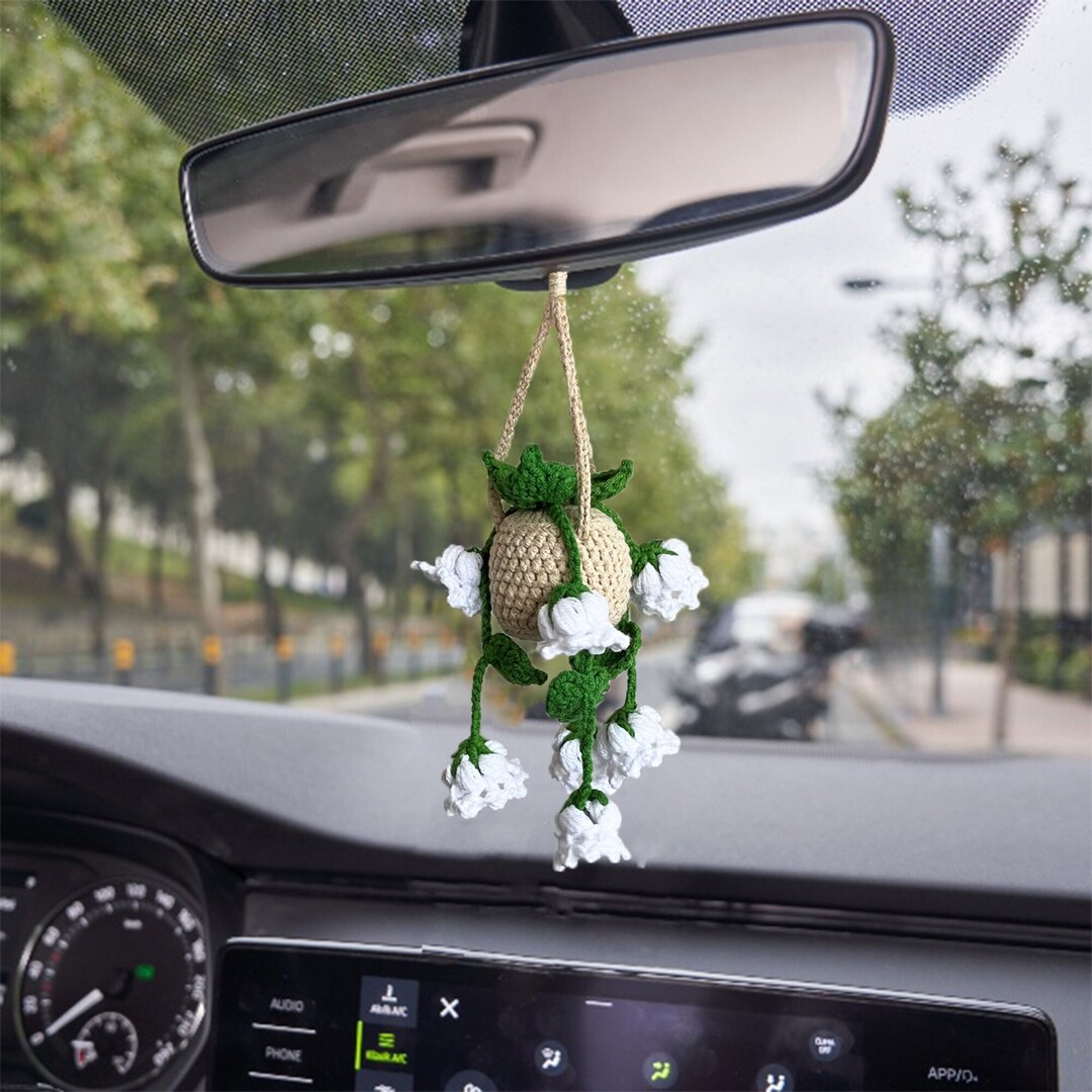 Crochet Lily of the Valley Car Hanging, Cute Car Accessories - Etsy