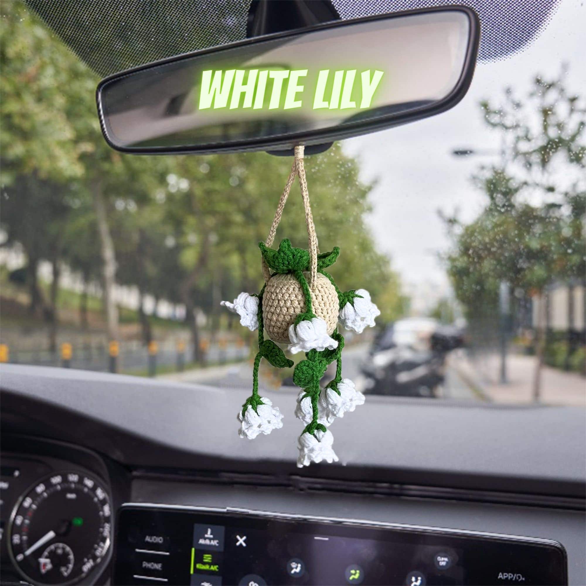 Crochet Lily of the Valley Car Hanging, Car Mirror Accessory - Etsy