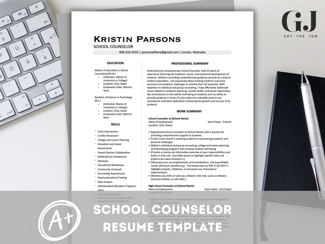 SCHOOL COUNSELOR Resume Template | Modern Professional 100% Easy to ...
