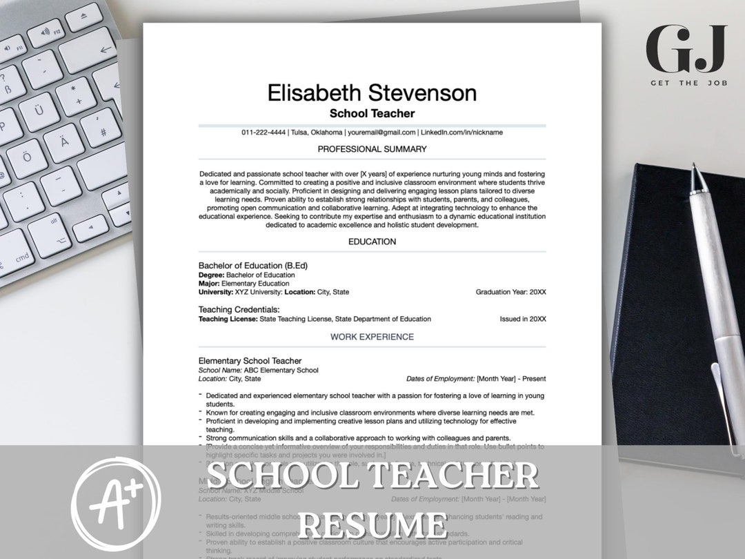 New SCHOOL TEACHER Complete RESUME Template Bundle Easy to Edit ...