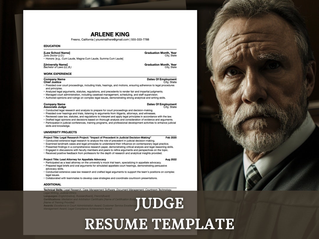 New JUDGE Resume Template With Professional Language | FREE Gift Cover ...