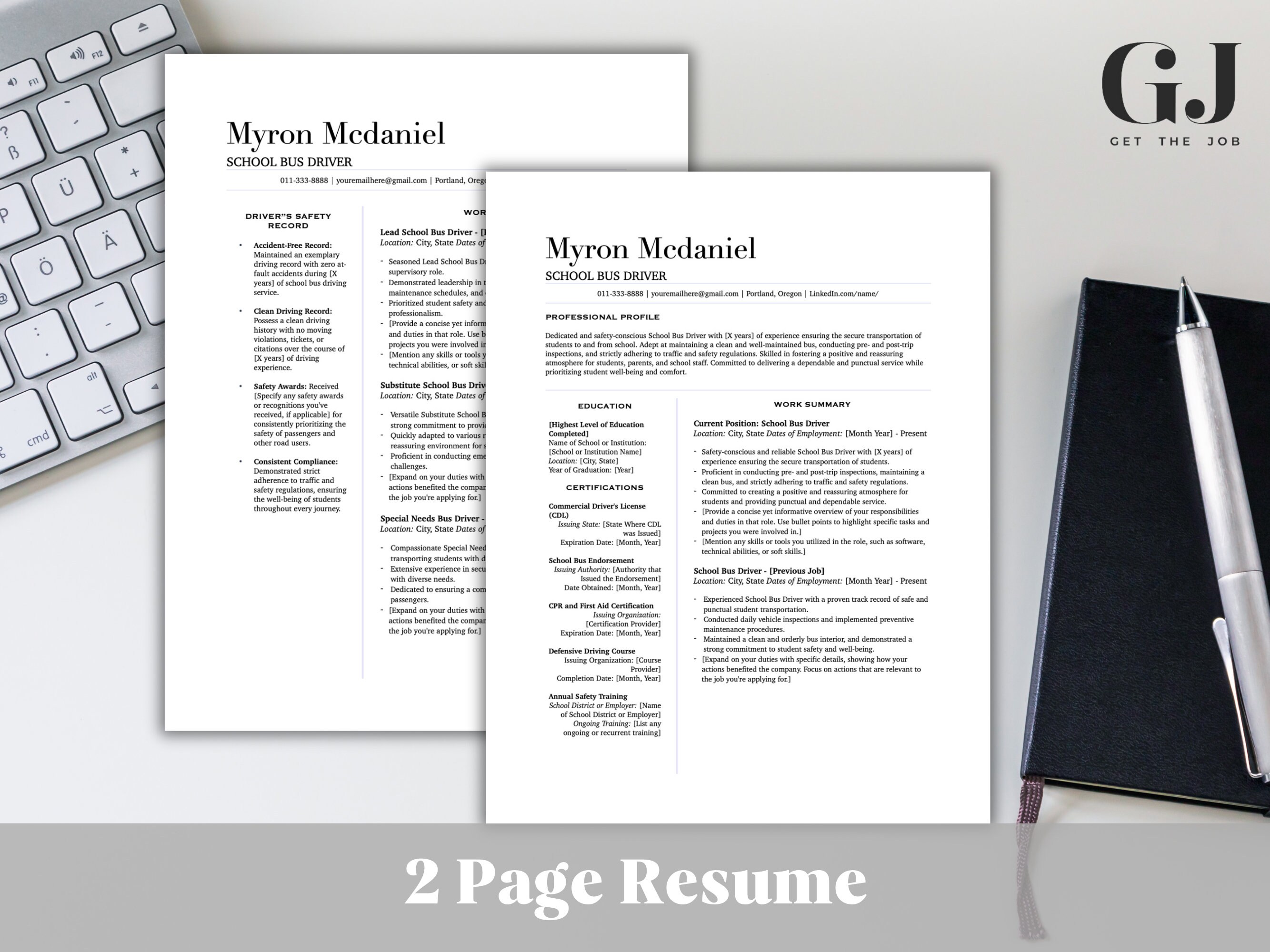 SCHOOL BUS DRIVER Resume Templates Professional Easy Modern 1-3 Pages ...