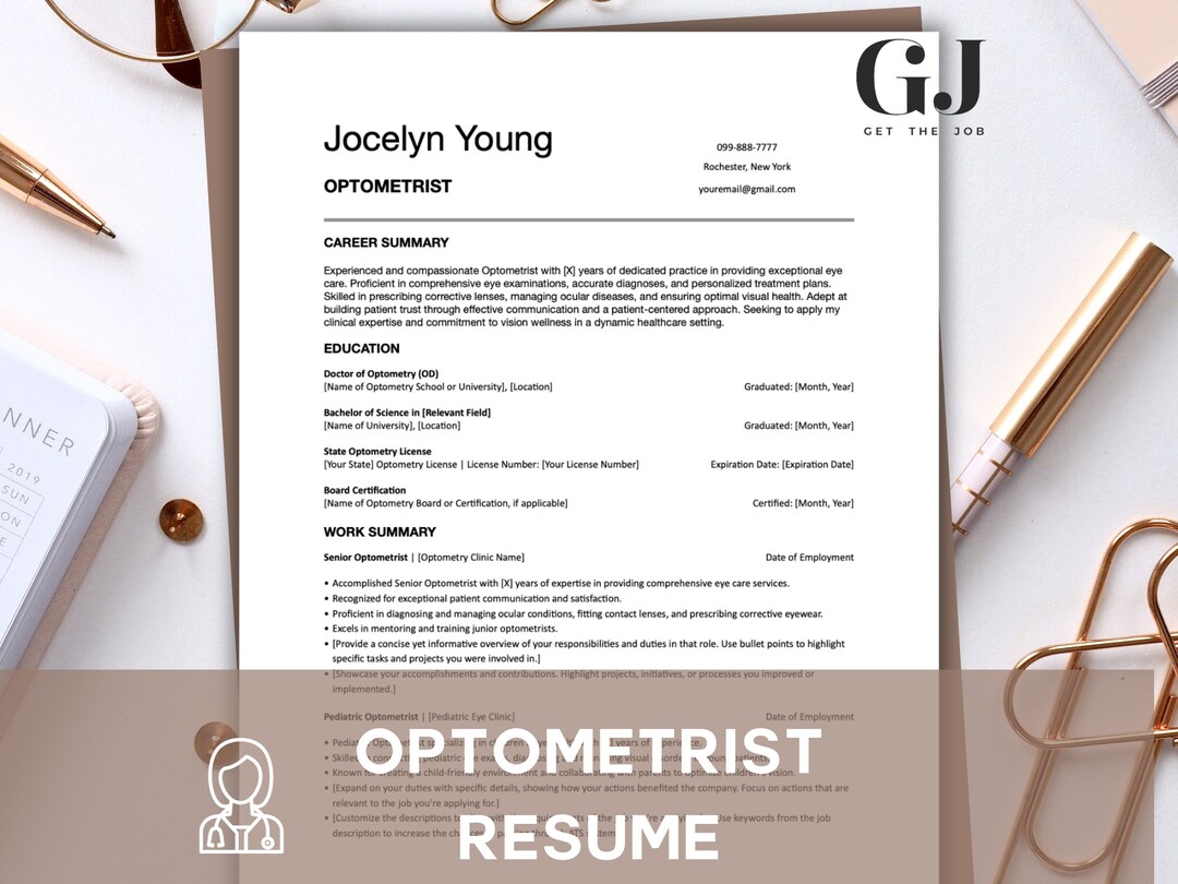 New Clean Simple OPTOMETRIST Resume Plus Cover Letter & References ...