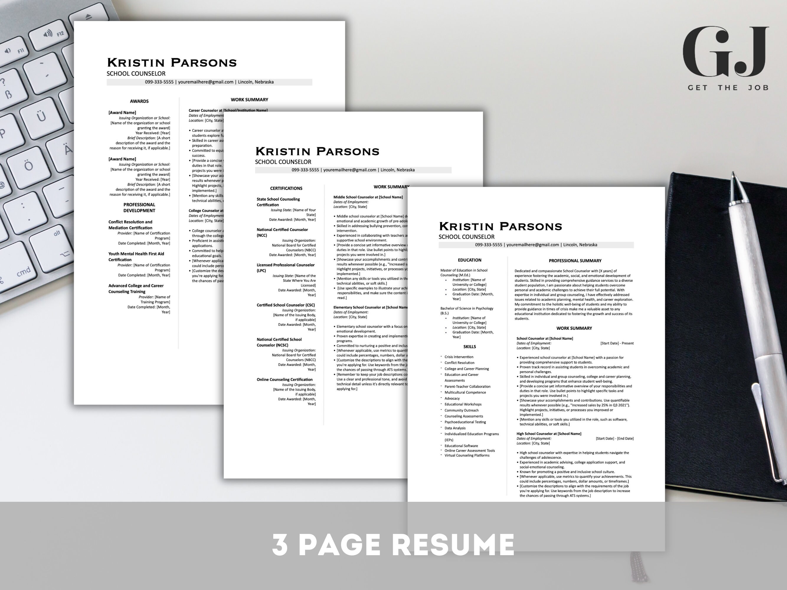 SCHOOL COUNSELOR Resume Template Modern Professional 100% Easy to Edit ...