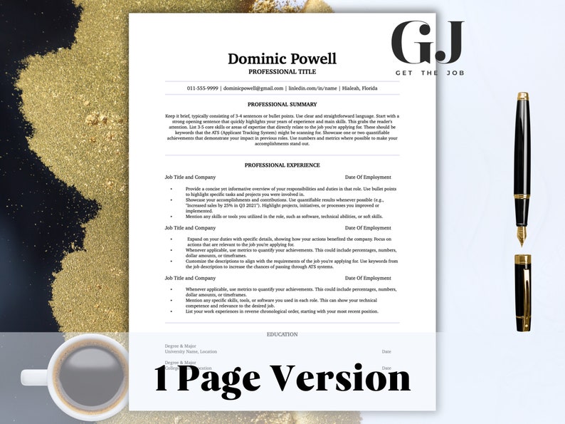 Modern ATS Friendly Minimalistic Resume Template Bundle Simple Clean ...