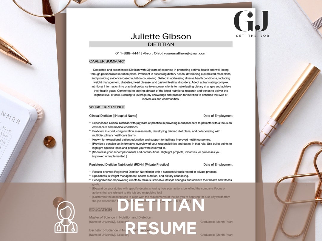 Professional DIETITIAN Resume Templates | Just Fill in Your Personal ...