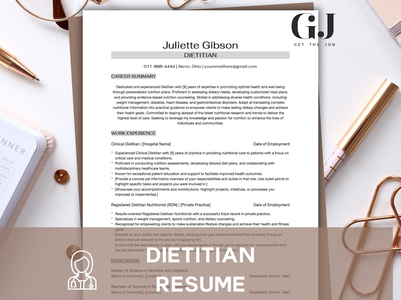 Professional DIETITIAN Resume Templates | Just Fill in Your Personal ...