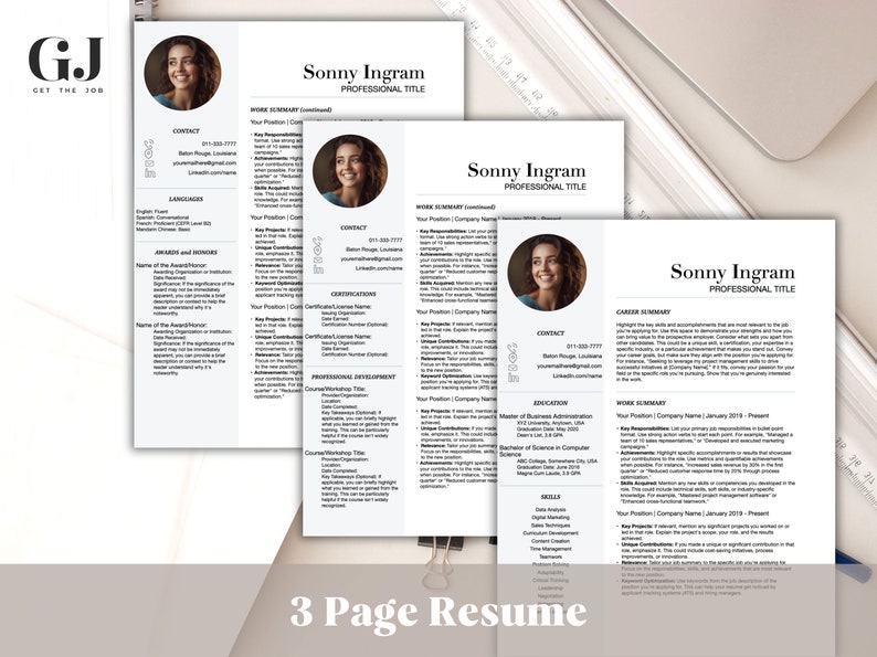 New Resume With Photo | Easy to Download and Edit | Customizable Fonts ...