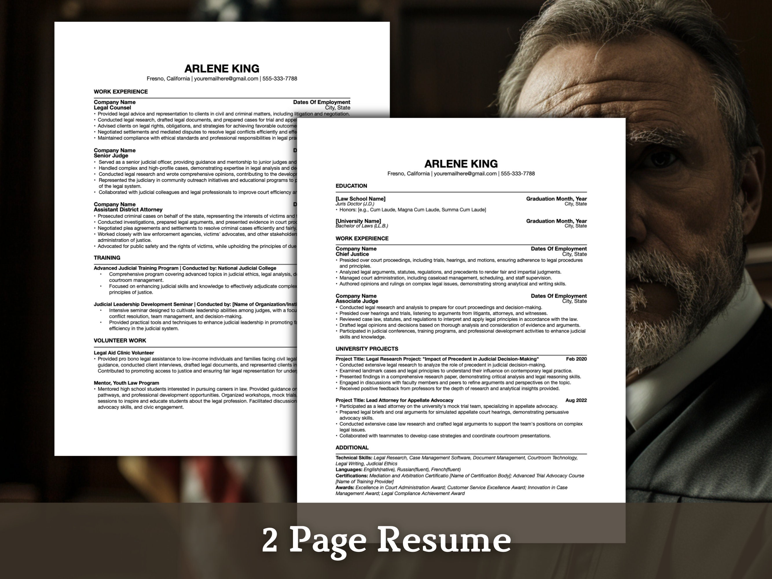 New JUDGE Resume Template With Professional Language | FREE Gift Cover ...