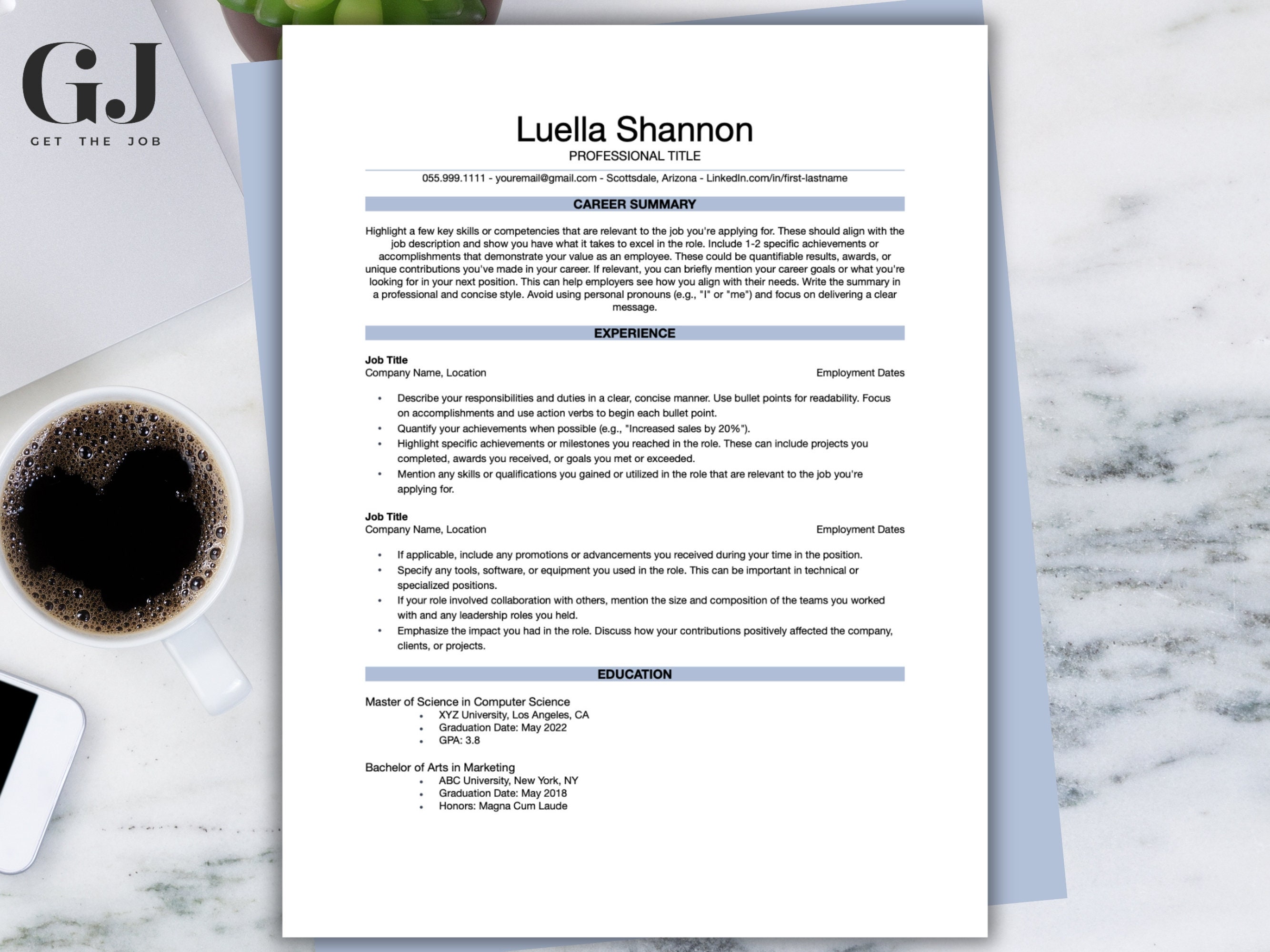 New 100% EASY to Customize to Your Preferences RESUME Template ...