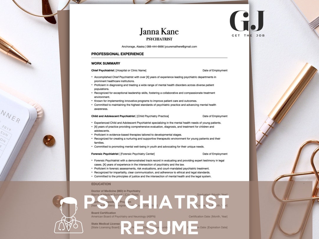 Professional Clean PSYCHIATRIST Resume Modern Minimalistic | FREE List ...
