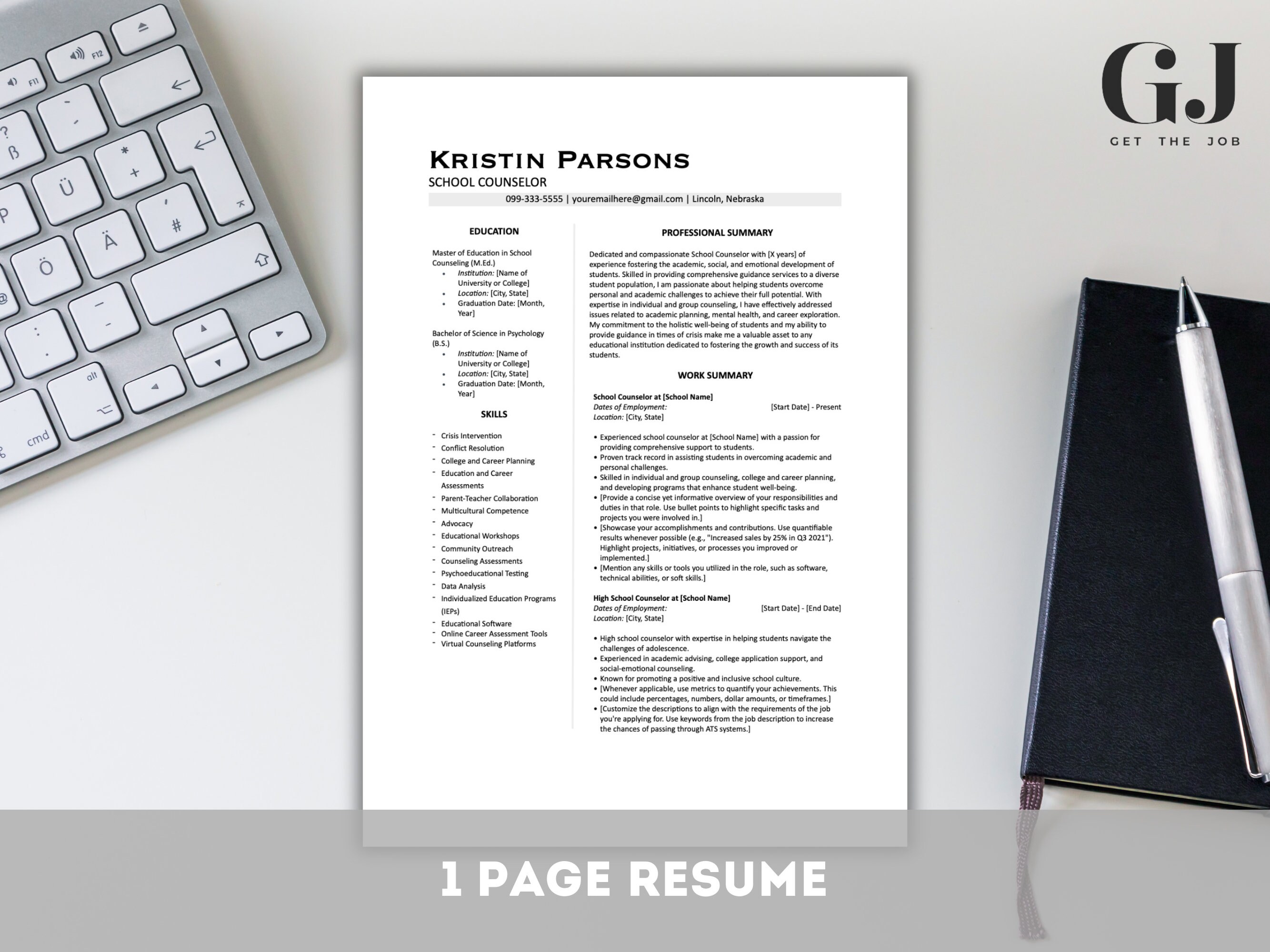 SCHOOL COUNSELOR Resume Template Modern Professional 100% Easy to Edit ...