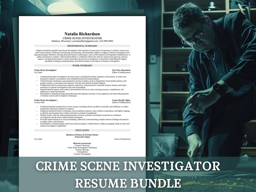 New CRIME SCENE INVESTIGATOR Resume Bundle | Easy to Edit 100% ...