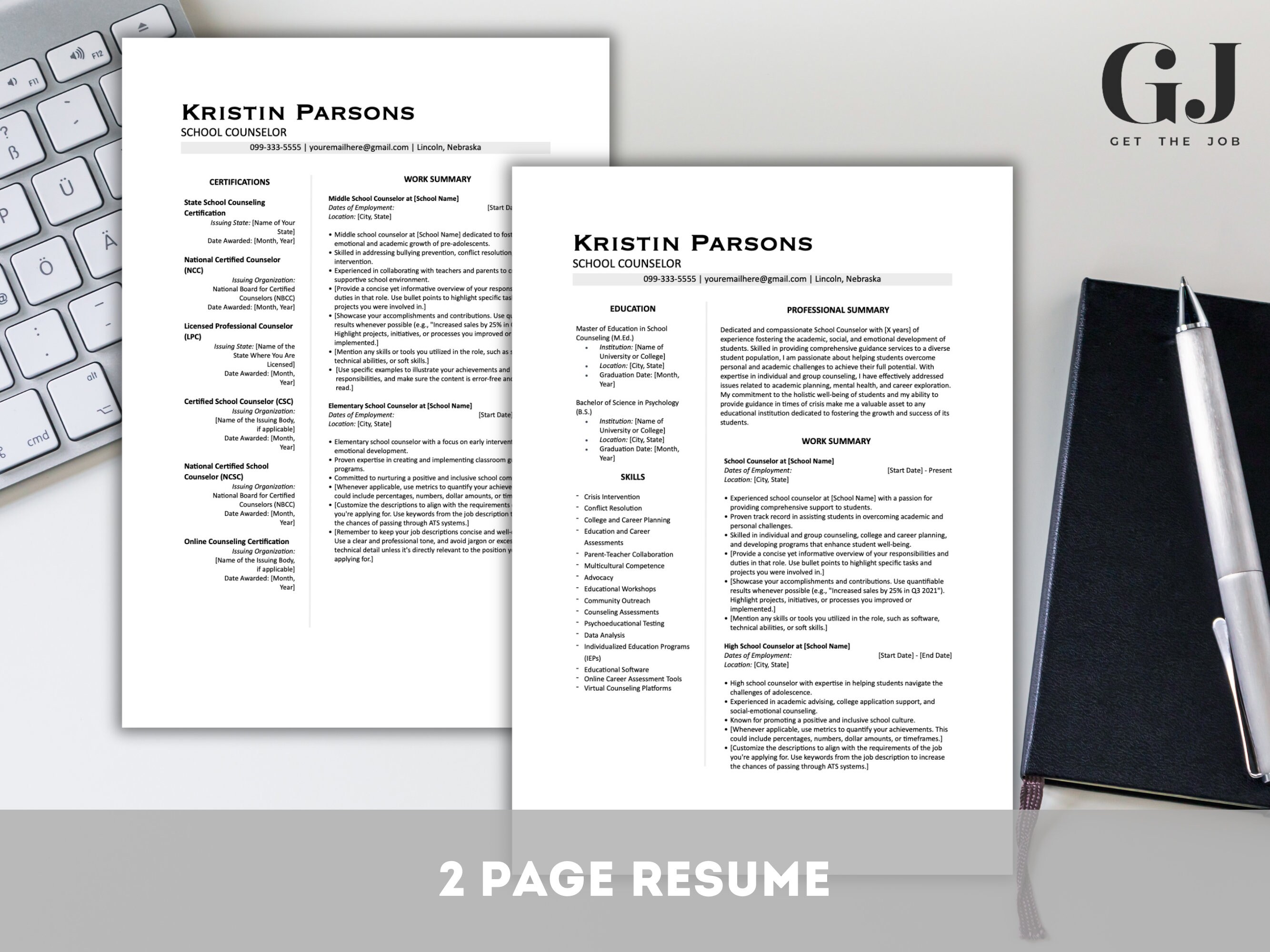 SCHOOL COUNSELOR Resume Template Modern Professional 100% Easy to Edit ...