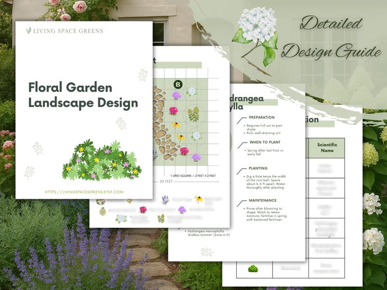 Pollinator Garden Design Plan: Premade Hydrangea Cottage Yard Curb ...